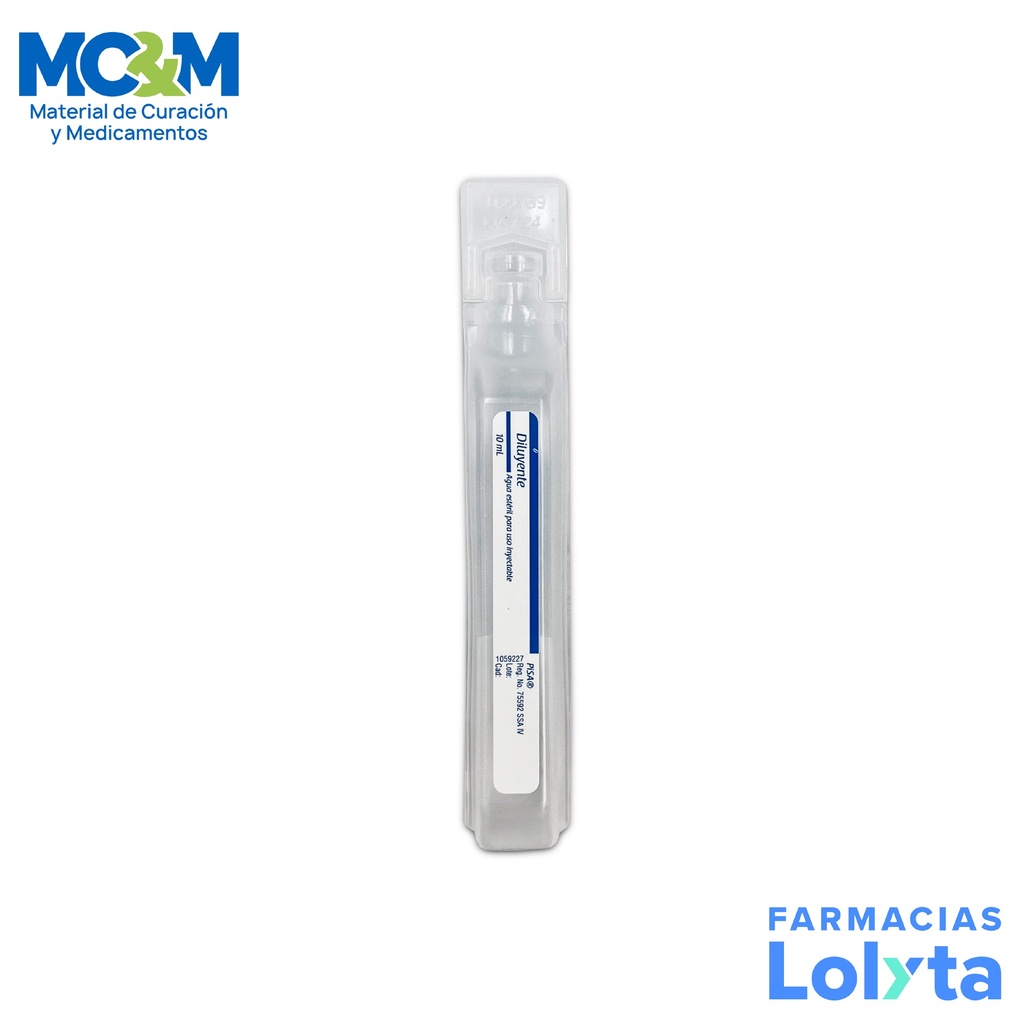 AGUA INYECTABLE ESTERIL 10 ML LAB PISA | Website Farmacias Lolyta